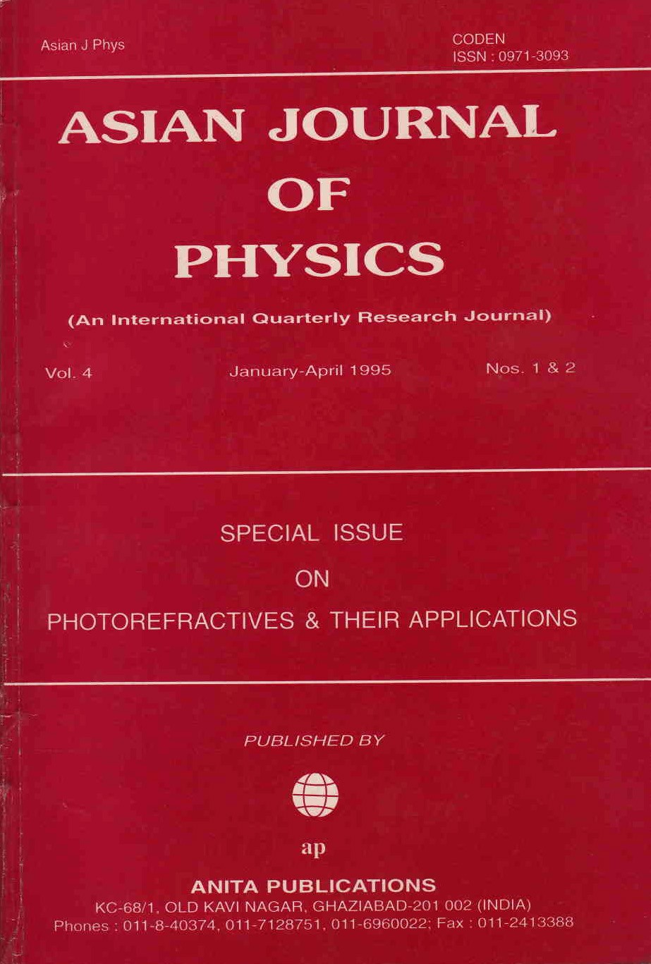 Volume 4 Nos 1 & 2 - Asian Journal of Physics